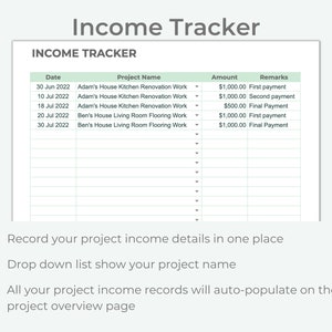 Project Cost Tracker | Project Management | Bookkeeping | Google Sheets ...