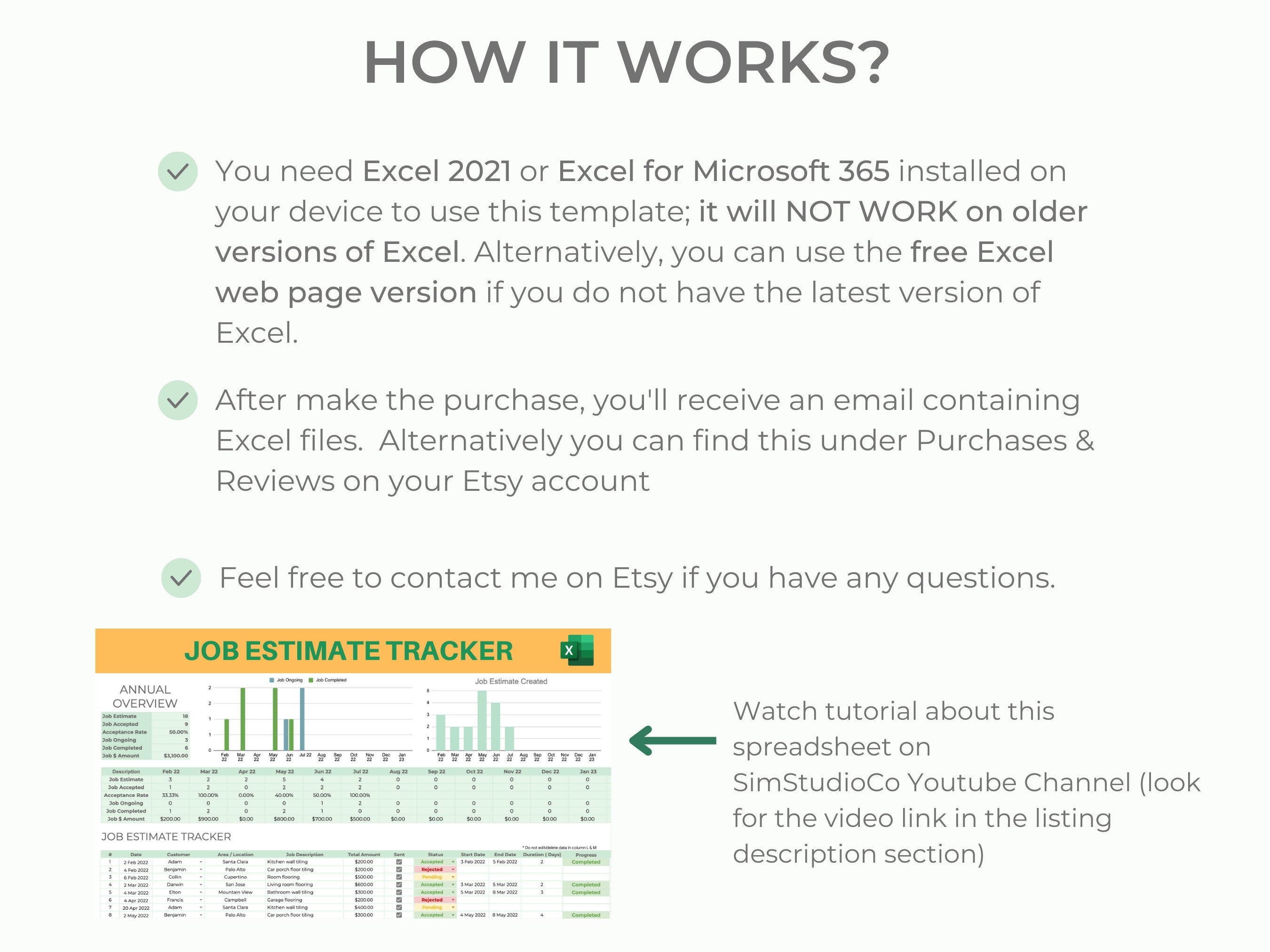 Job Estimate Tracker Job Estimate Template Excel Spreadsheets - Etsy