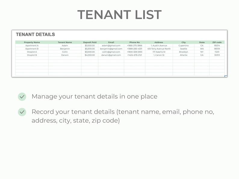 Rental Bookkeeping Excel Spreadsheet | Property Management Template - Etsy