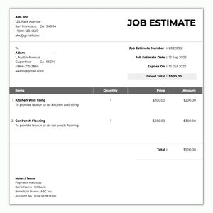 Job Estimate Tracker Job Estimate Template Job Estimate Manager Google ...