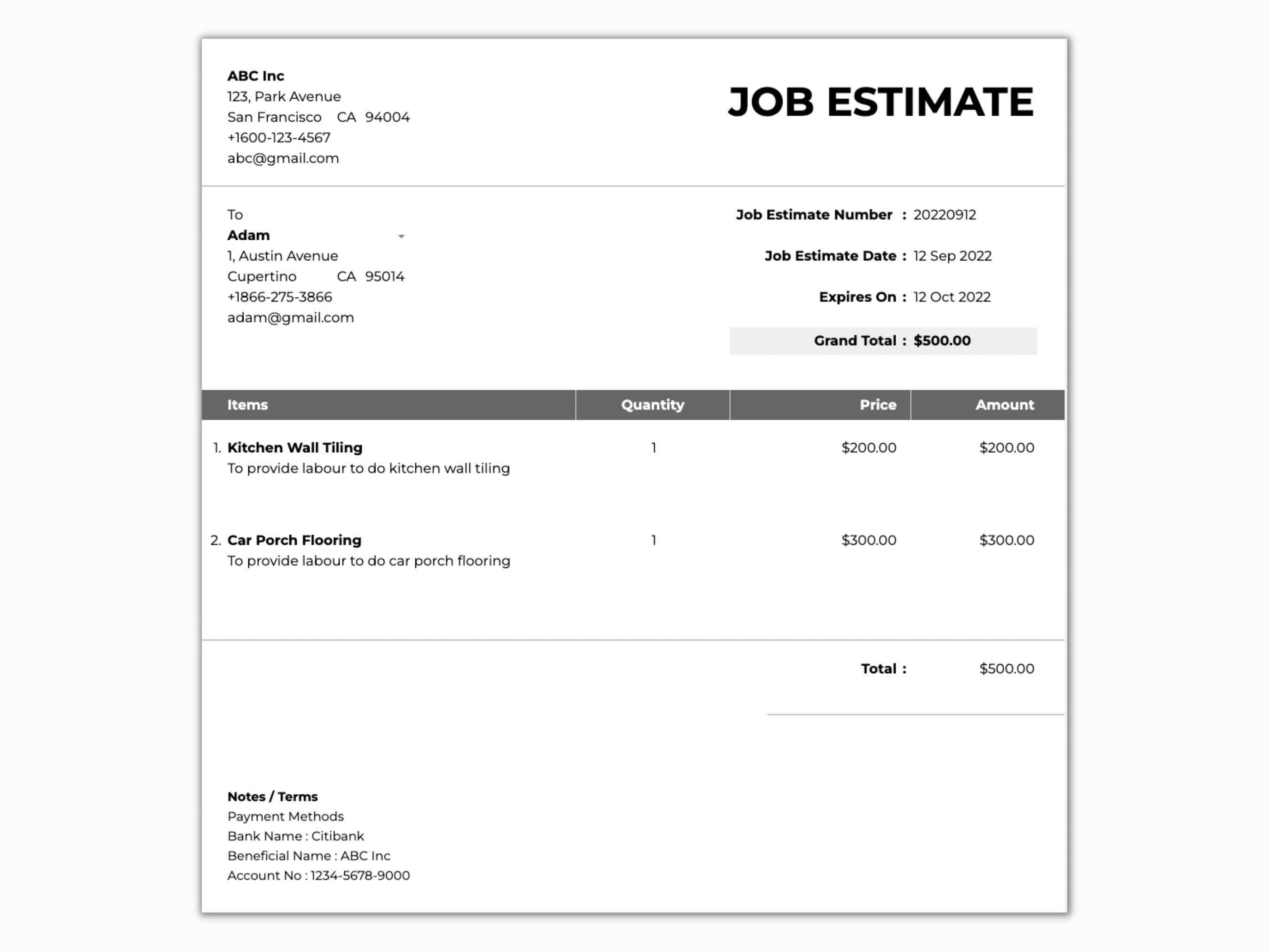 Job Estimate Tracker Job Estimate Template Job Estimate Manager Google ...