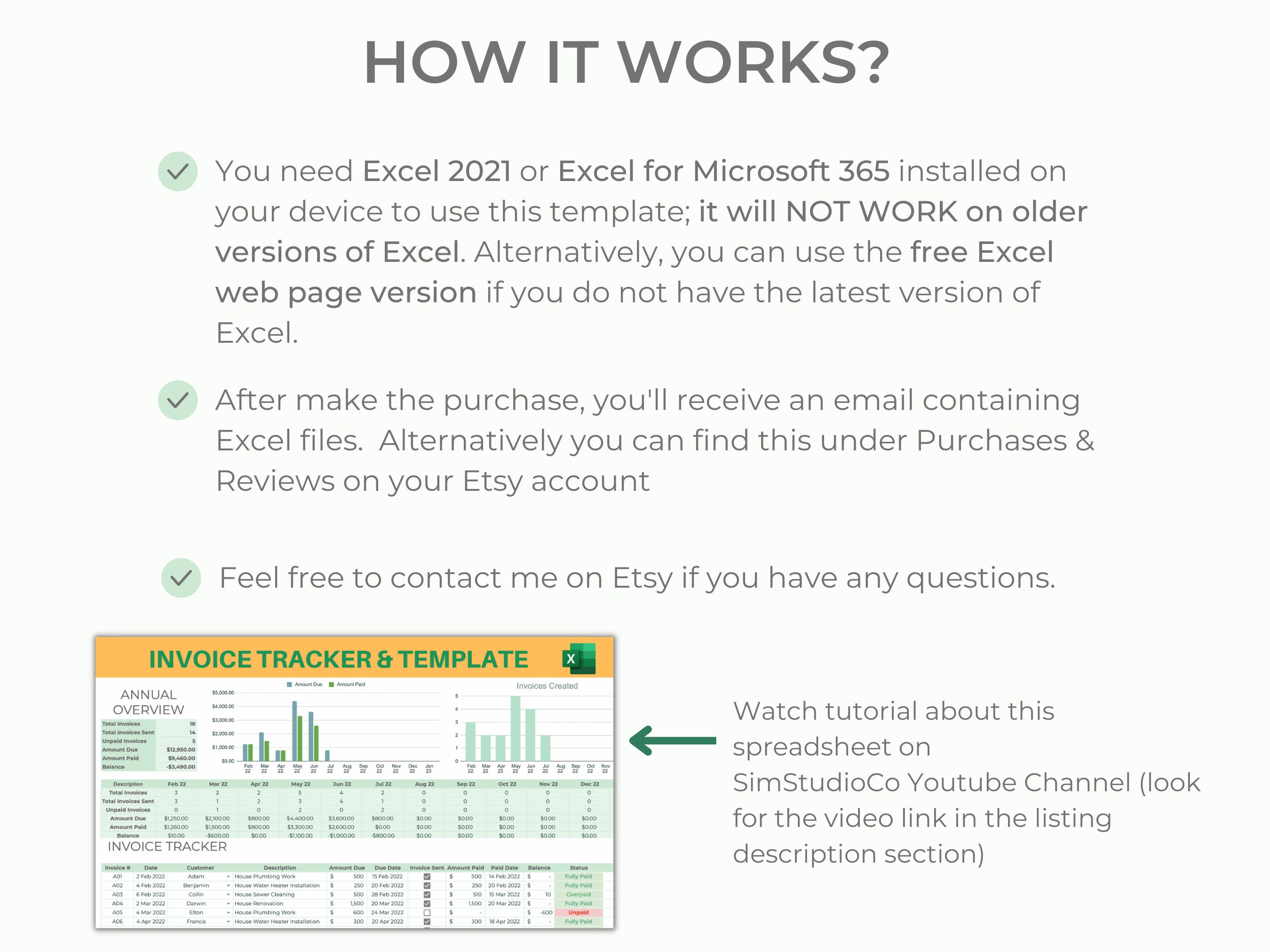 Invoice Tracker Spreadsheet | Annual Invoice Tracker | Invoice Template ...