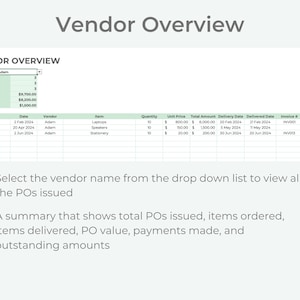 Purchase Order Tracker Spreadsheet | Order Delivery Tracker | Payment ...