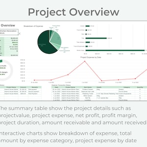 Project Cost Tracker | Project Management | Bookkeeping | Excel - Etsy