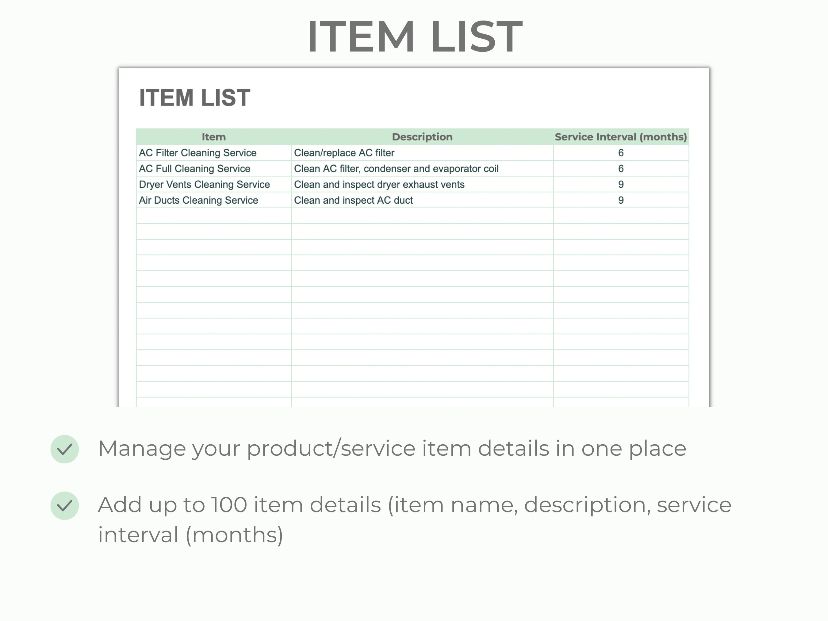 Periodic Service Record Tracker | Client Tracker | Maintenance Tracker ...