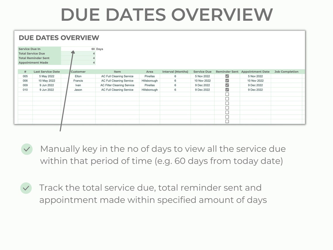 Periodic Service Record Tracker | Client Tracker | Maintenance Tracker ...