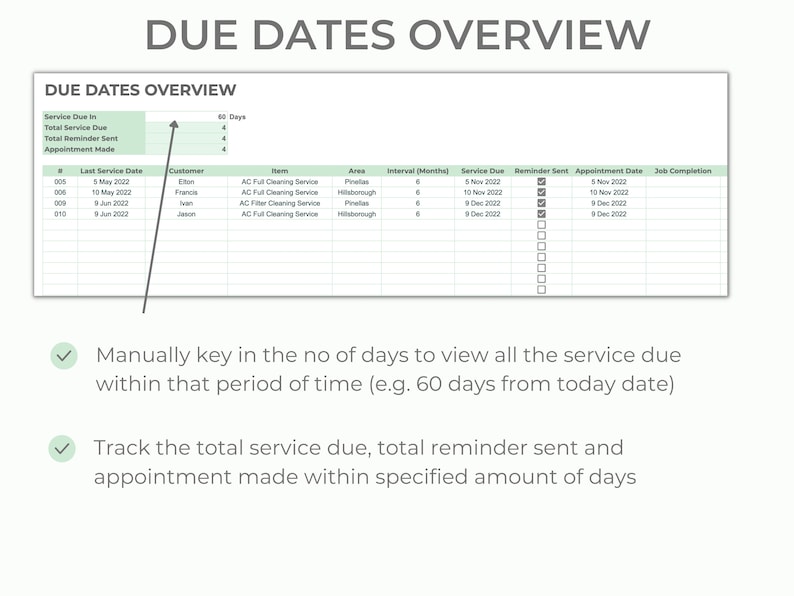 Periodic Service Record Tracker | Client Tracker | Maintenance Tracker ...