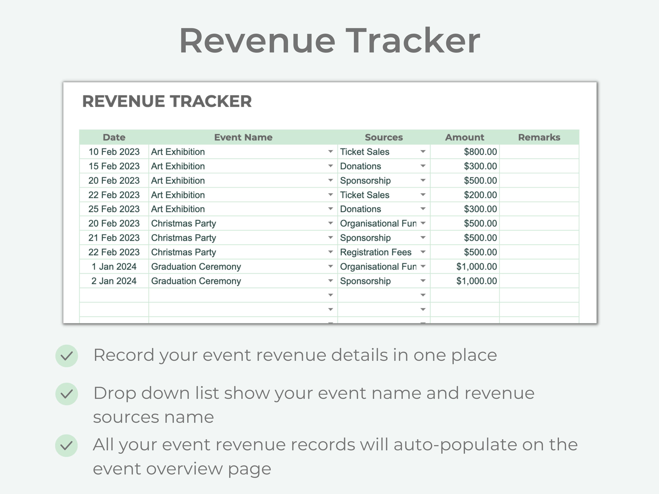 Event Cost Tracker | Event Management | Bookkeeping | Google Sheets - Etsy