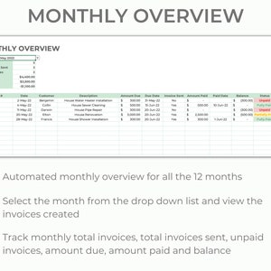 Invoice Tracker Spreadsheet | Annual Invoice Tracker | Invoice Template ...