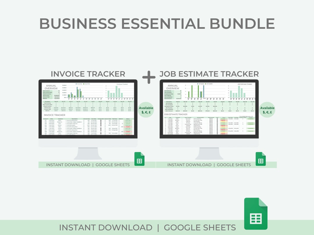 Small Business Essential Bundle | Invoice Tracker | Job Estimate ...
