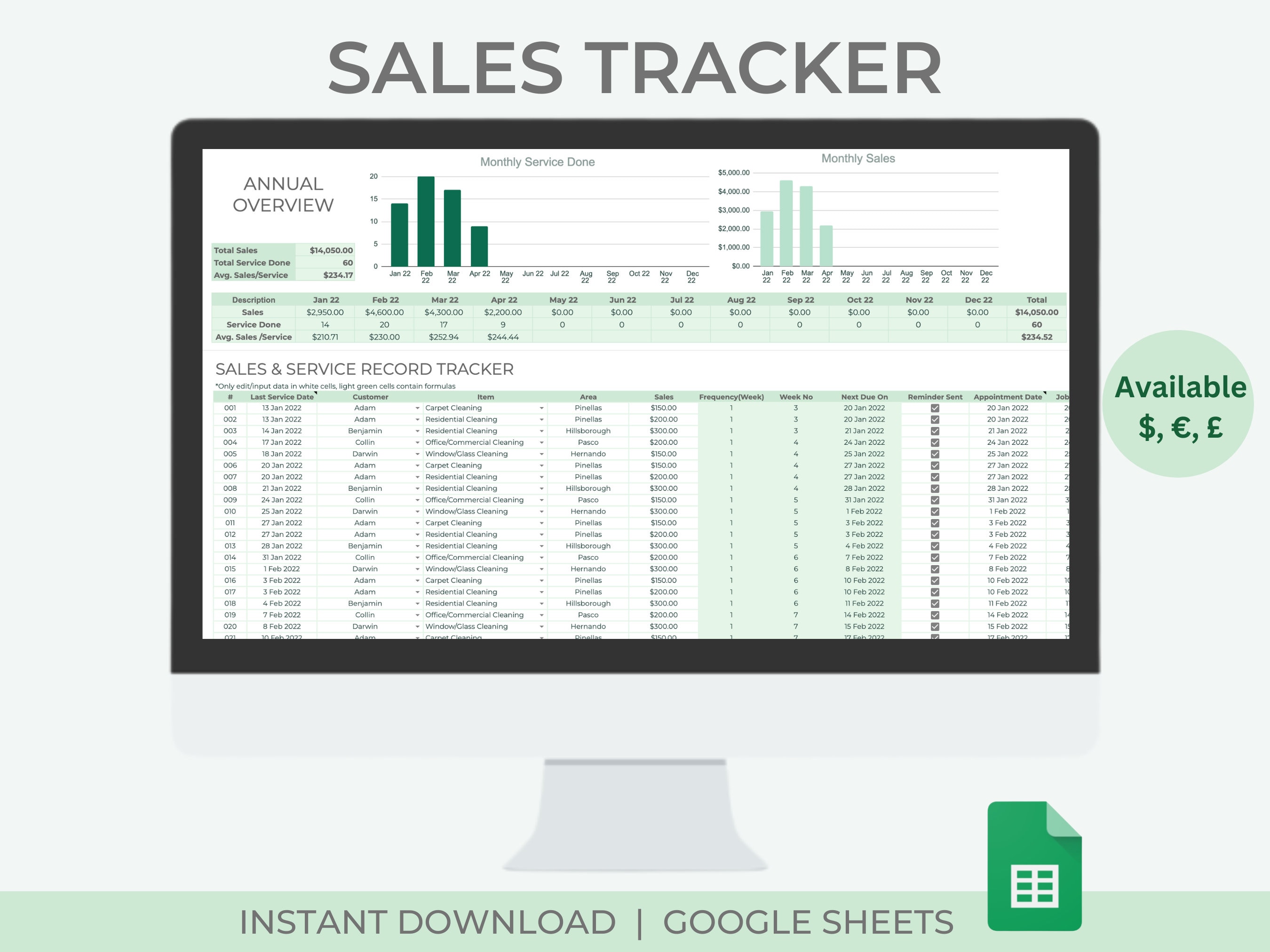 Sales Tracker | Client Tracker | Sales Service Record Management ...