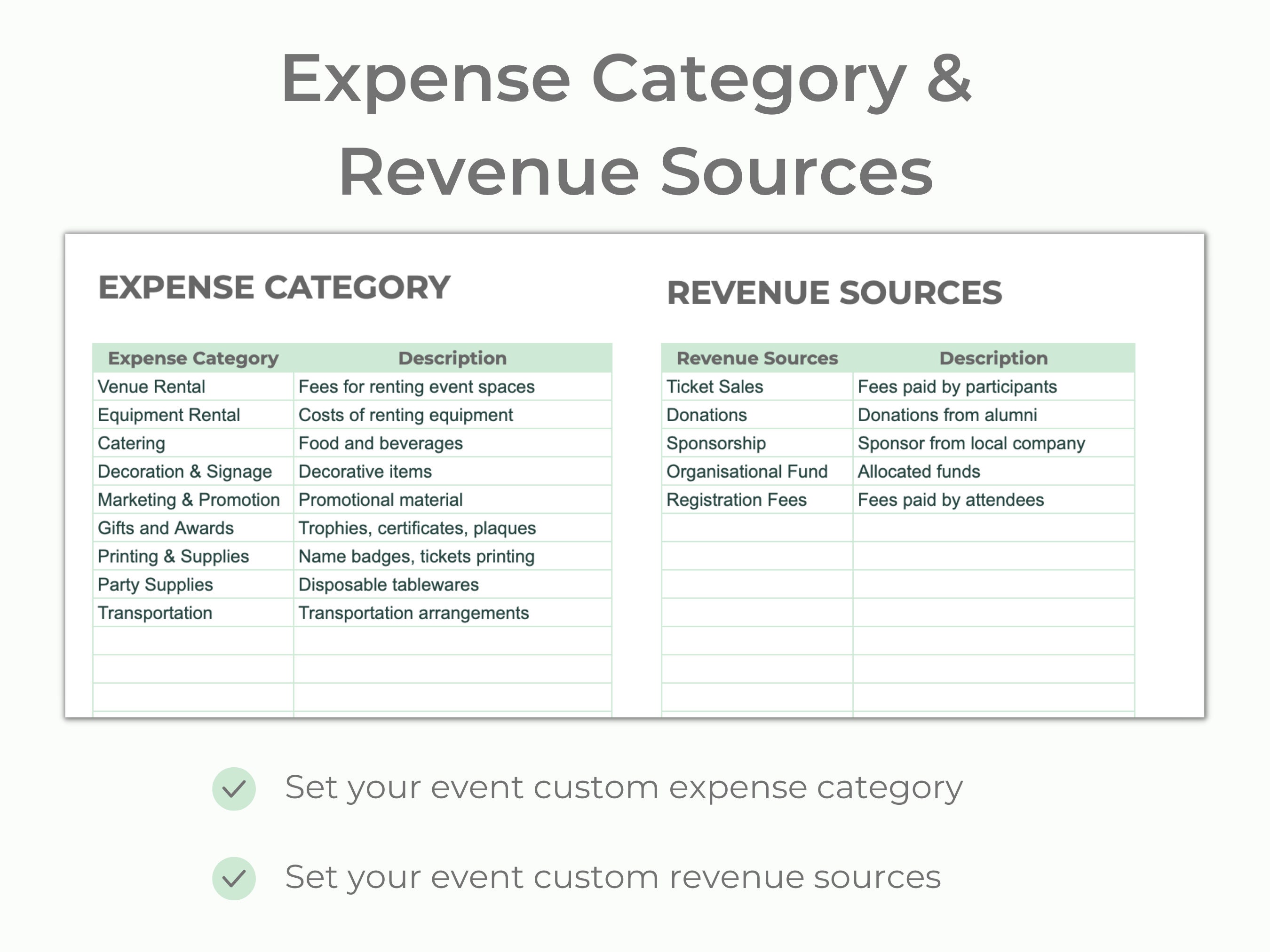 Event Cost Tracker | Event Management | Bookkeeping | Google Sheets - Etsy