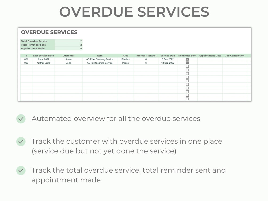 Periodic Service Record Tracker | Client Tracker | Maintenance Tracker ...