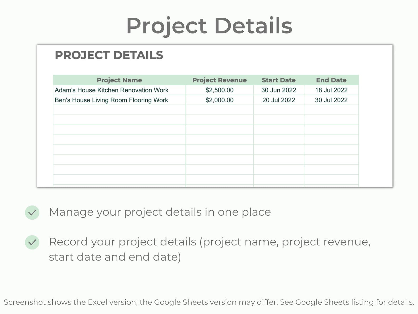 Project Cost Tracker | Project Management | Bookkeeping | Excel ...