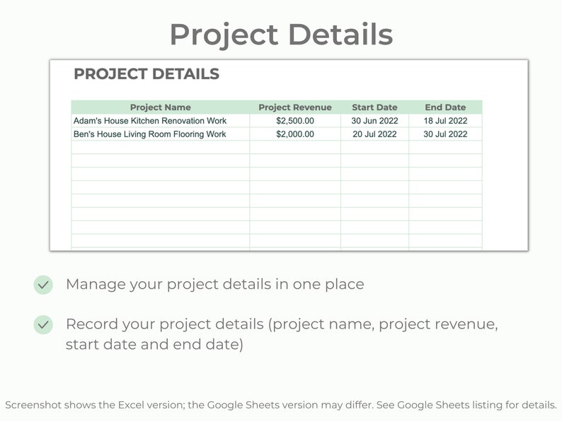 Project Cost Tracker | Project Management | Bookkeeping | Excel ...