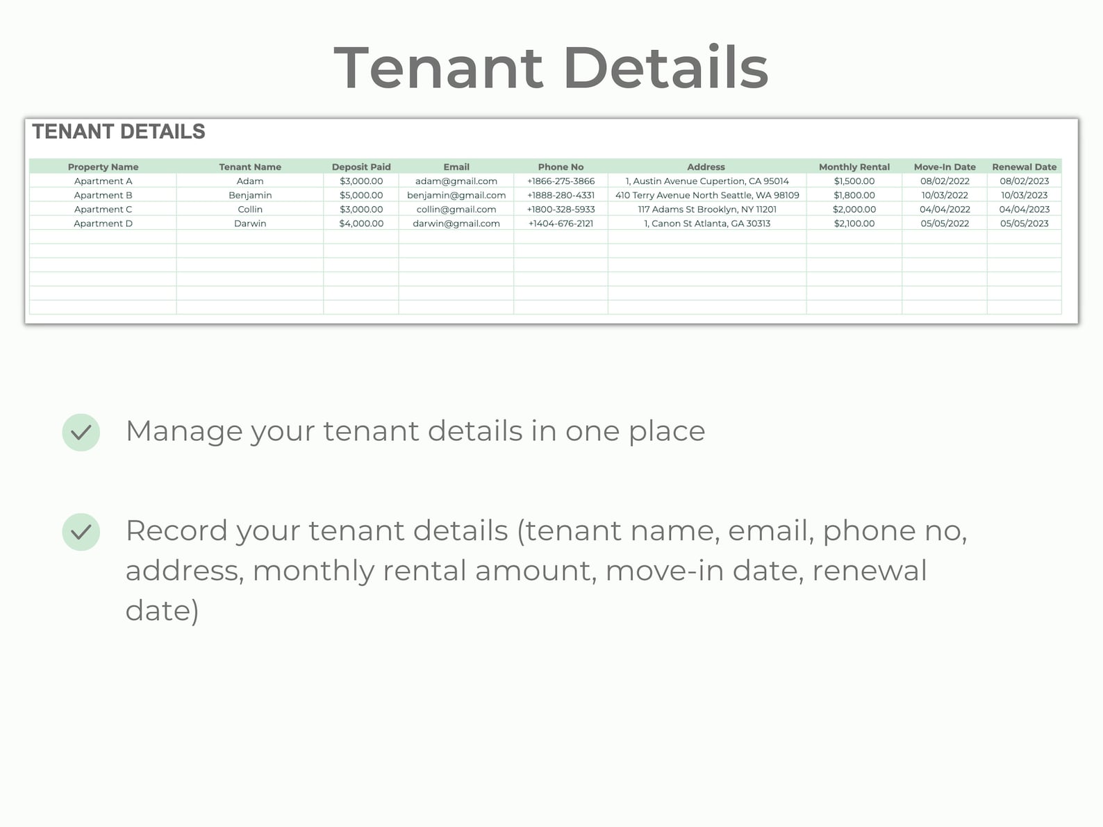 Rental Multi-property Bookkeeping Spreadsheet | Rental Income & Expense ...