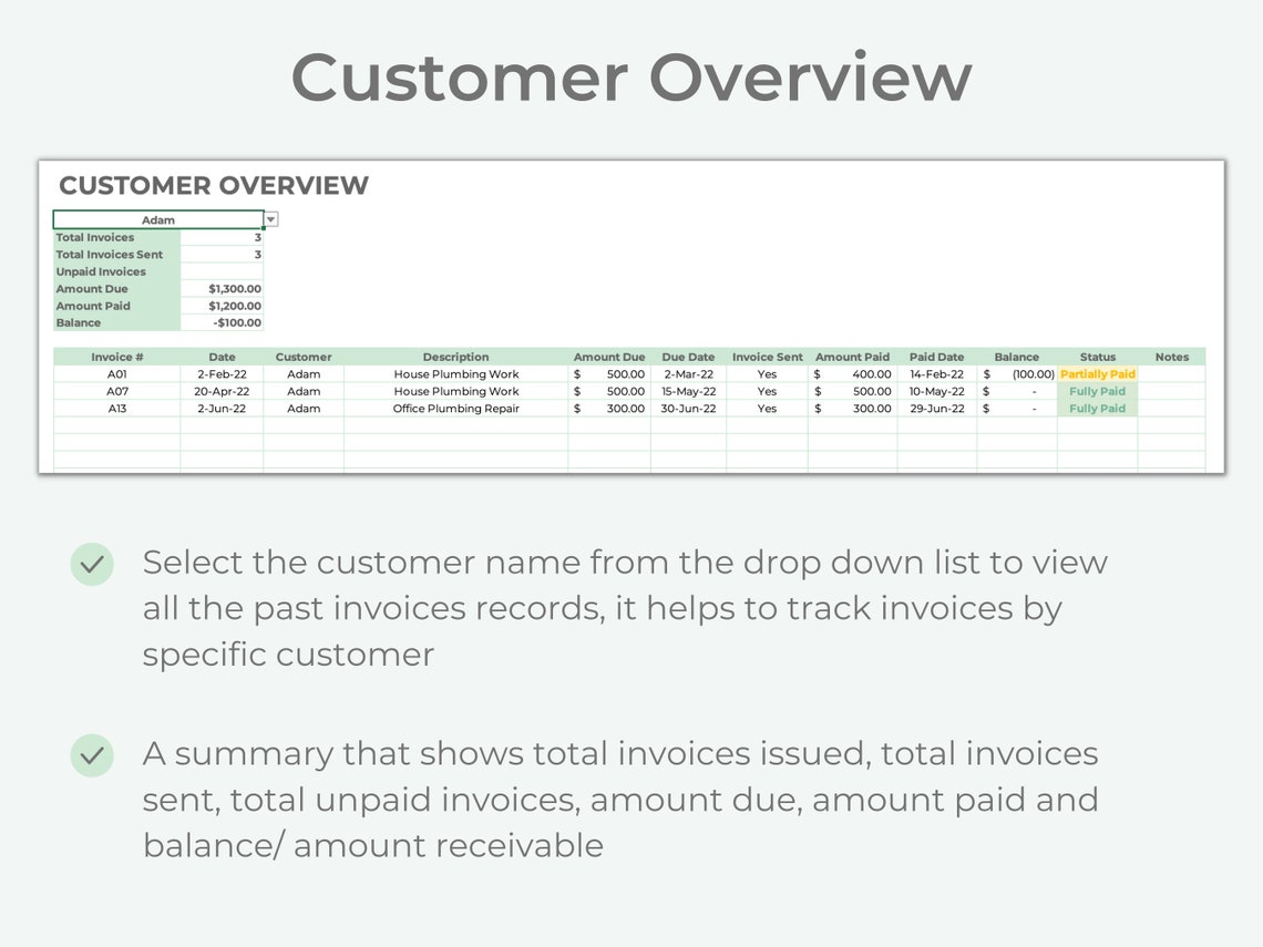 Invoice Tracker Spreadsheet Annual Invoice Tracker Invoice Template ...