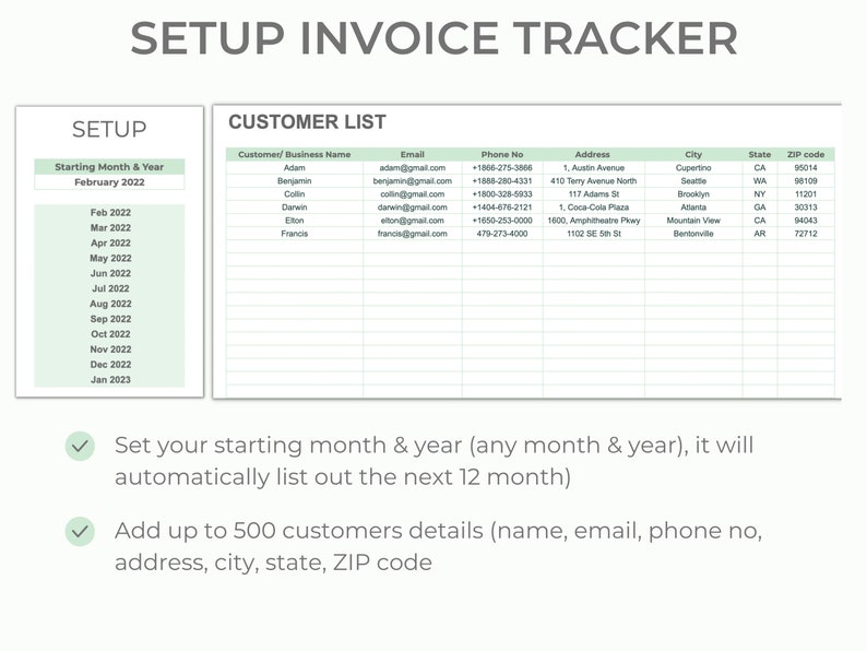 Invoice Tracker Spreadsheet Annual Invoice Tracker Invoice - Etsy