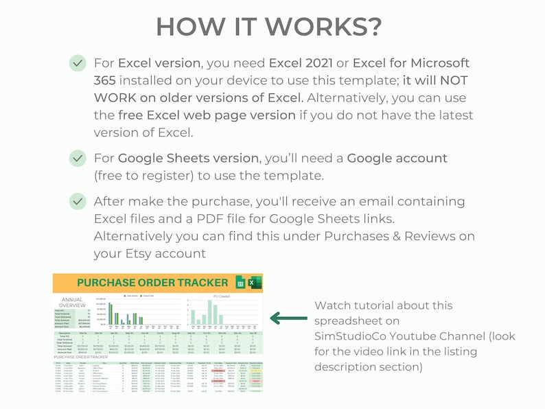 Purchase Order Tracker Spreadsheet | Excel & Google Sheets (digital ...