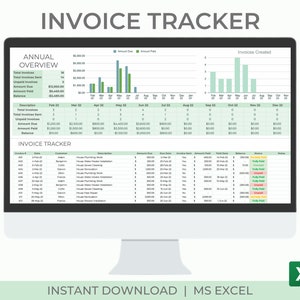 Invoice Tracker Spreadsheet Annual Invoice Tracker Invoice - Etsy