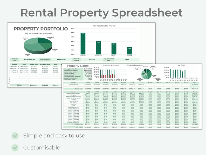Rental Bookkeeping Spreadsheet | Rental Income & Expense | Rental ...