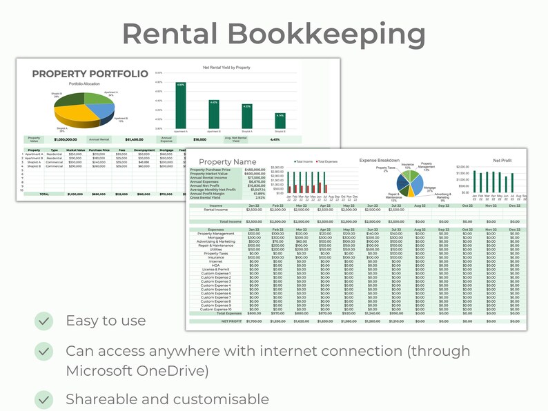 Rental Bookkeeping Spreadsheet Rental Income & Expense - Etsy