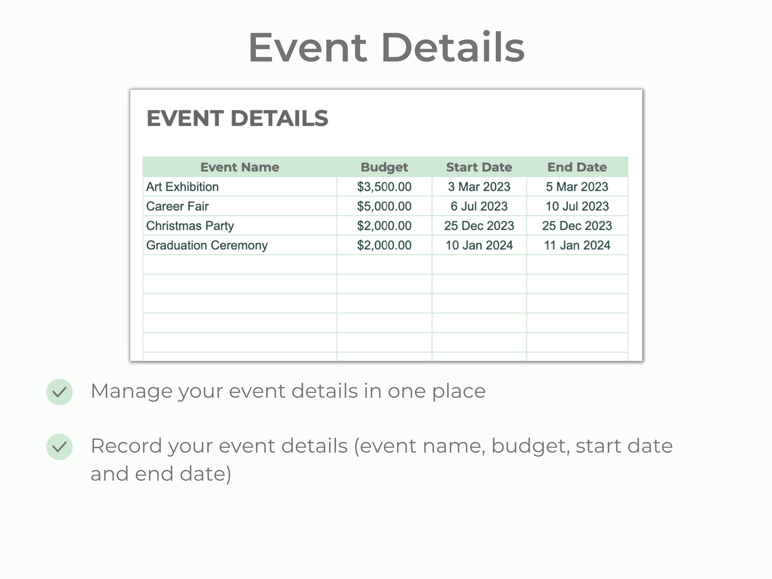 Event Cost Tracker | Event Management | Bookkeeping | Google Sheets - Etsy