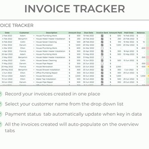 Invoice Tracker Spreadsheet | Annual Invoice Tracker | Invoice Template ...