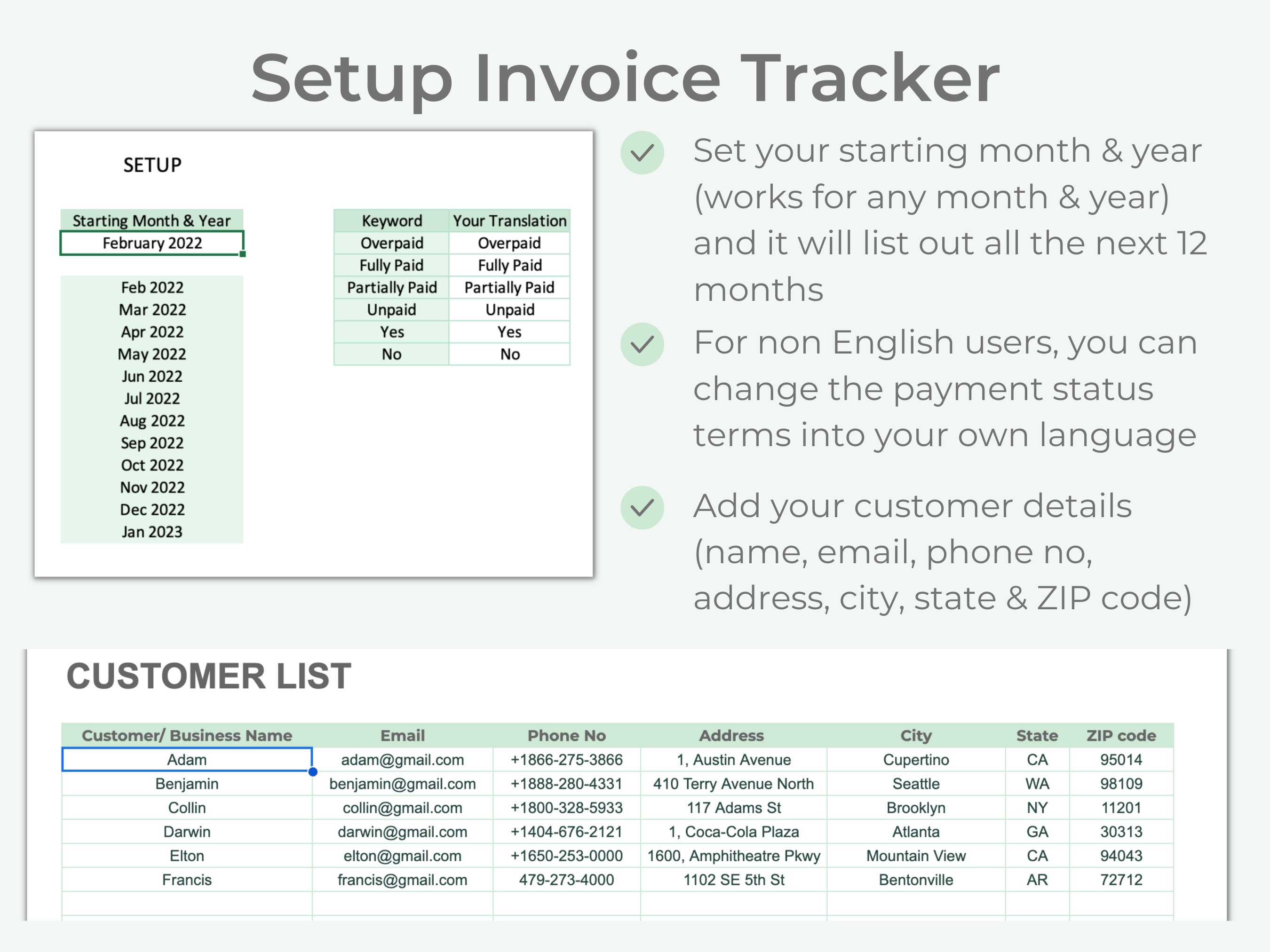 Invoice Tracker Spreadsheet | Annual Invoice Tracker | Invoice Template ...