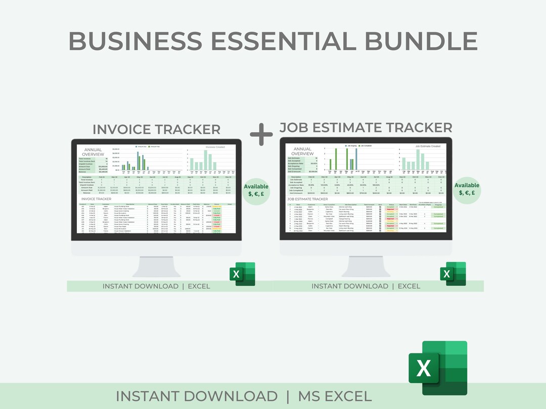 Small Business Essential Bundle | Invoice Tracker | Job Estimate ...