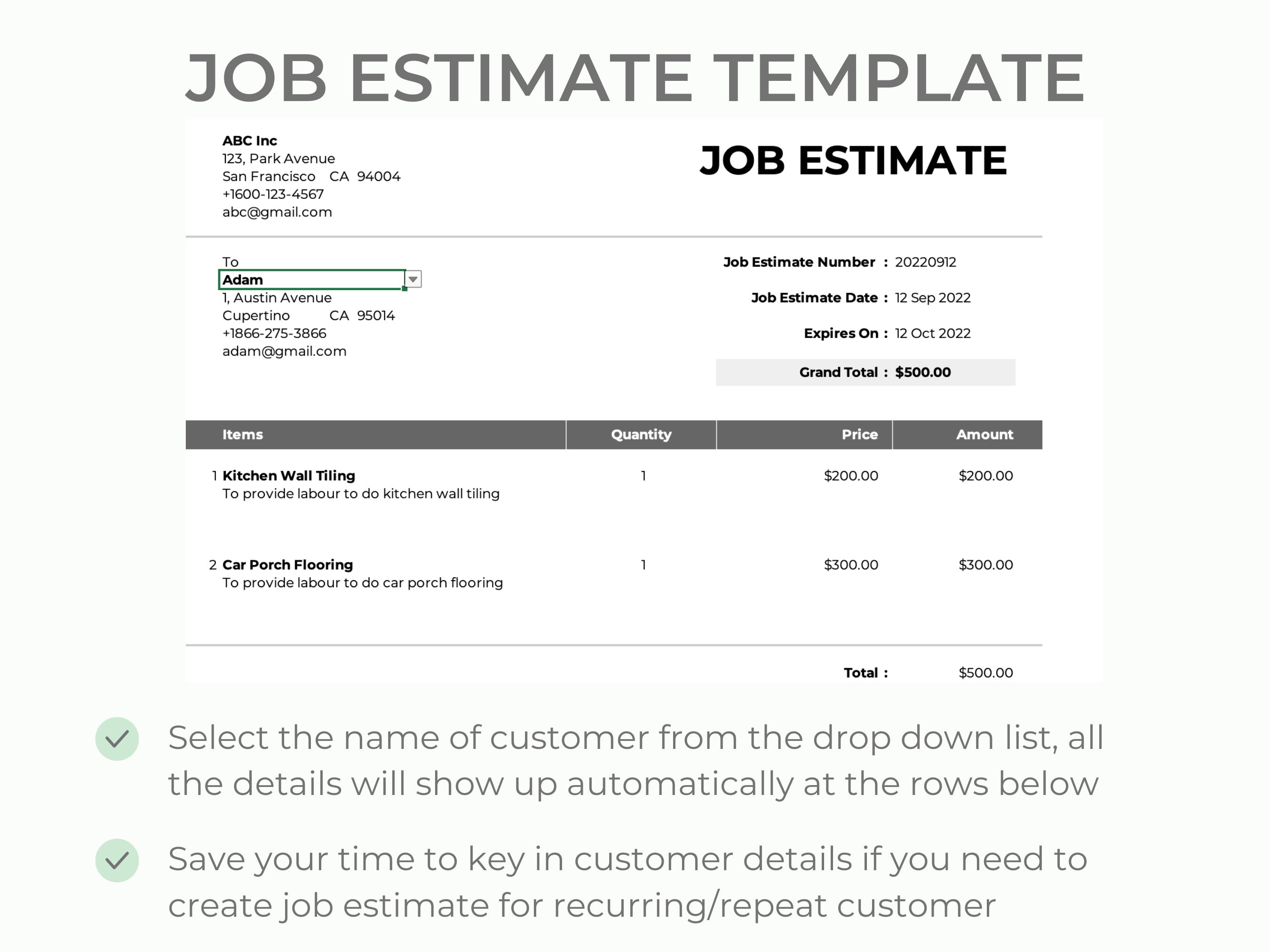 Job Estimate Tracker | Job Estimate Template | Excel Spreadsheets - Etsy
