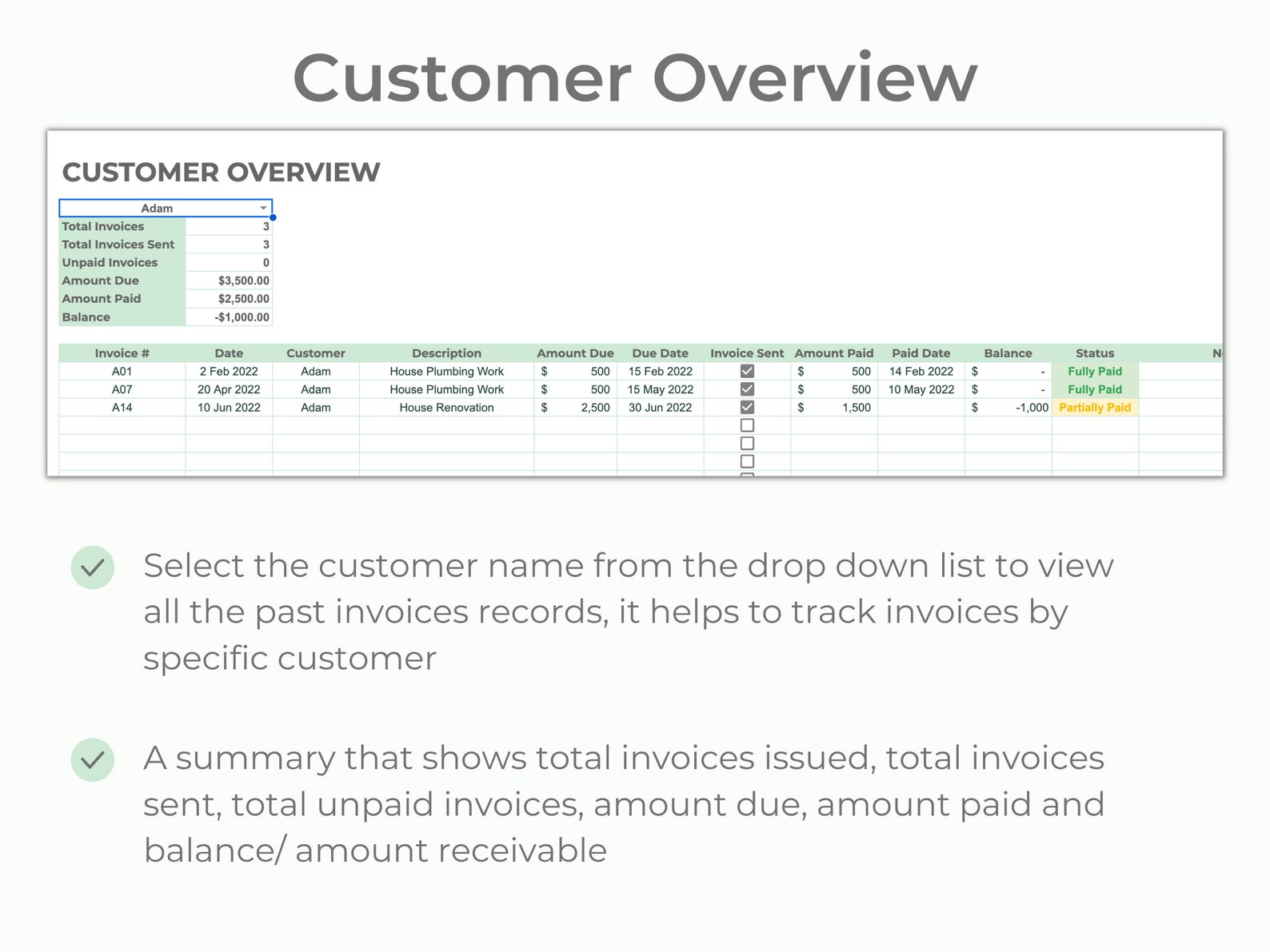Invoice Tracker Spreadsheet | Annual Invoice Tracker | Invoice Template ...