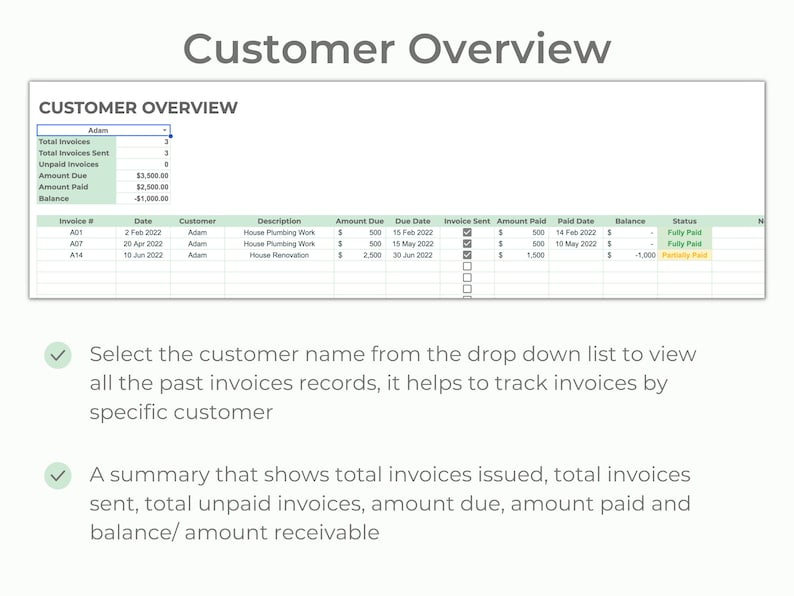 Invoice Tracker Spreadsheet | Annual Invoice Tracker | Invoice Template ...