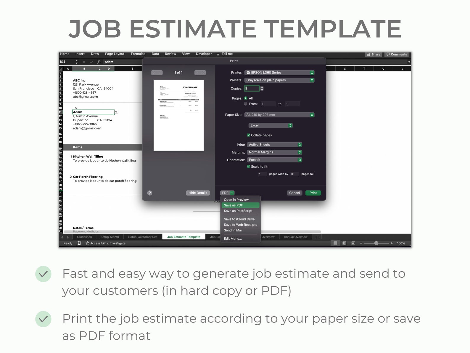 Job Estimate Tracker | Excel Template With Charts (digital Download) - Etsy