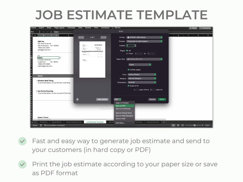 Job Estimate Tracker | Job Estimate Template | Excel Spreadsheets - Etsy