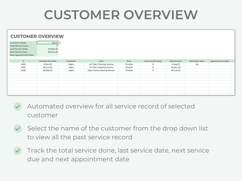 Periodic Service Record Tracker | Client Tracker | Maintenance Tracker ...