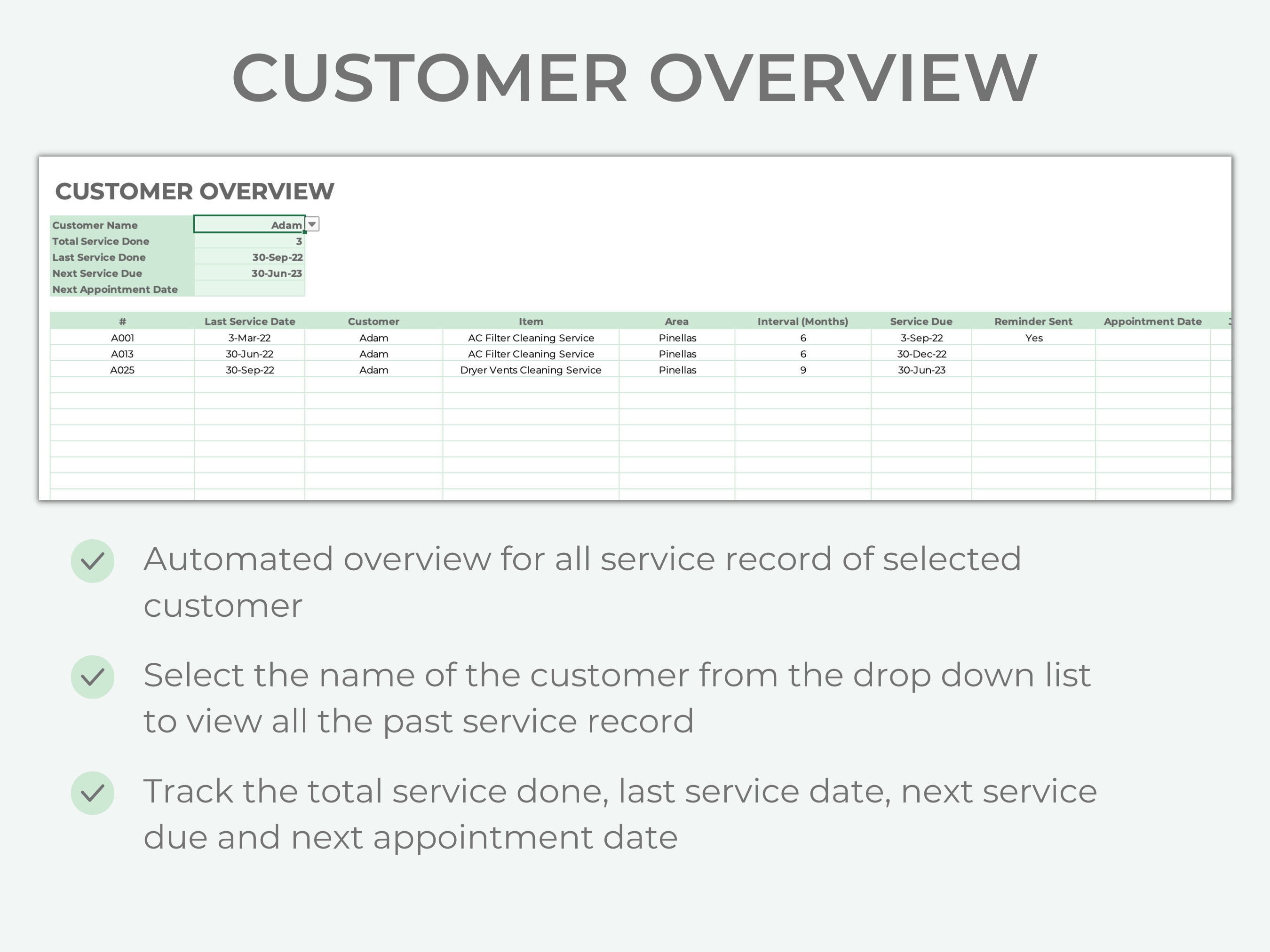 Periodic Service Record Tracker | Client Tracker | Maintenance Tracker ...
