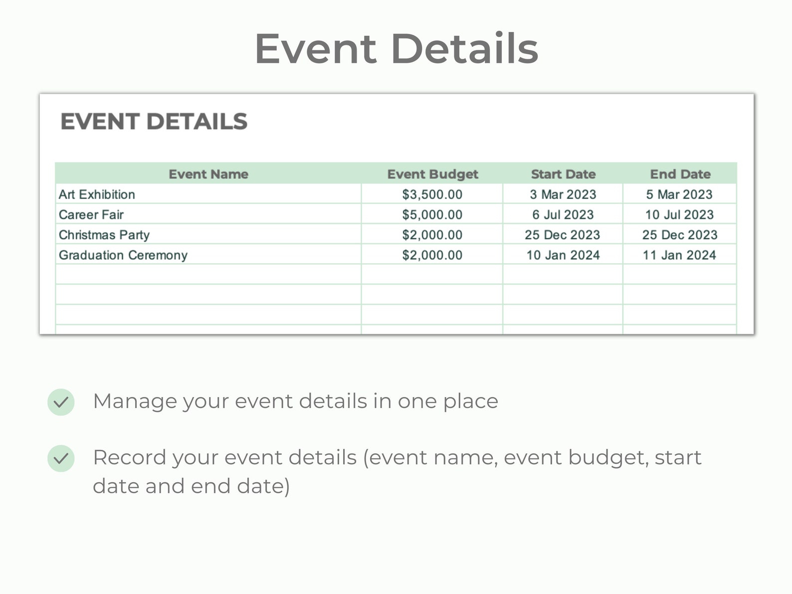 Event Cost Tracker | Event Management | Bookkeeping | Excel - Etsy