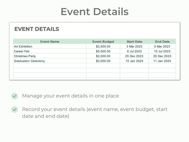 Event Cost Tracker | Event Management | Bookkeeping | Excel - Etsy
