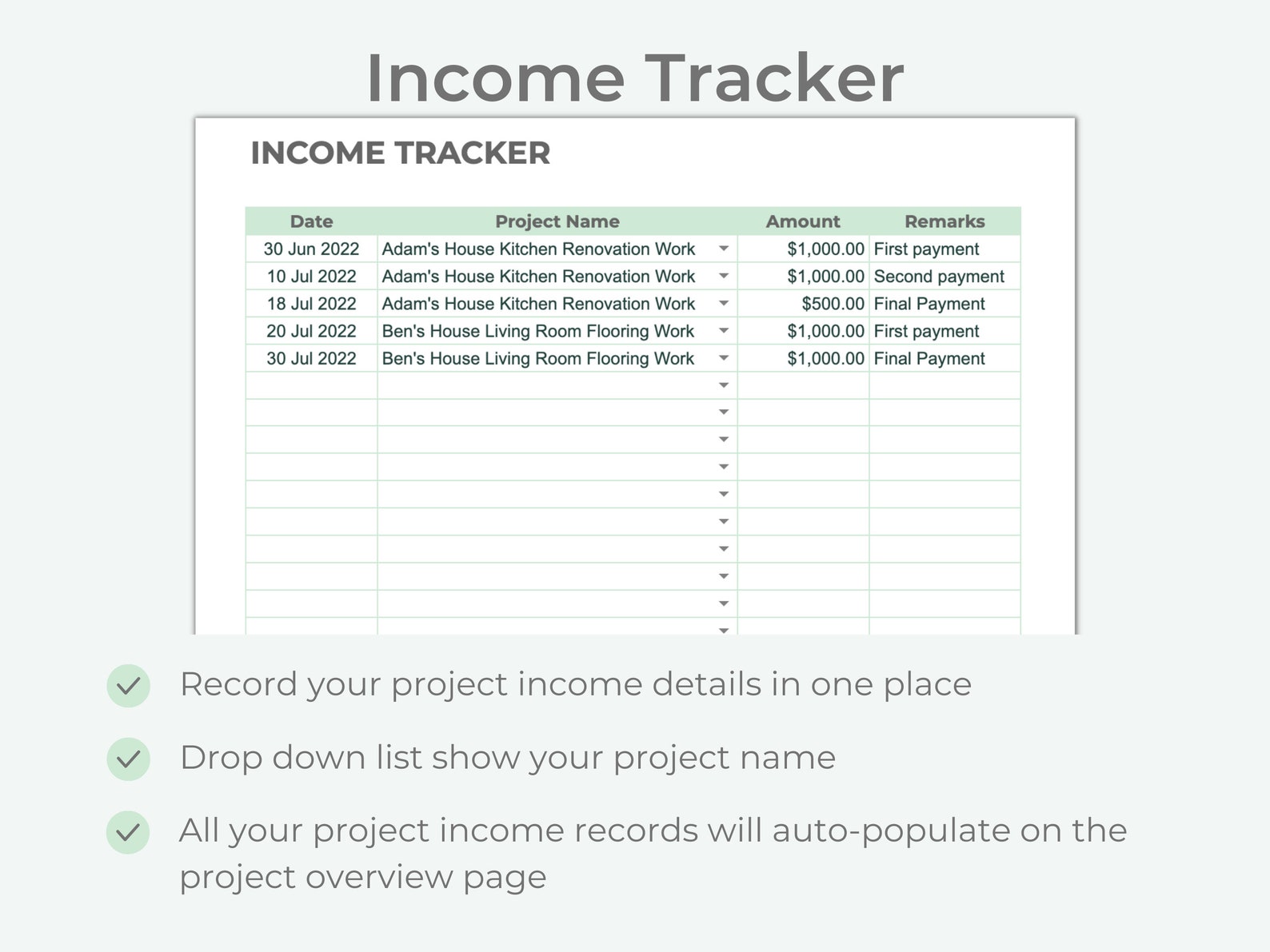 Project Cost Tracker | Project Management | Bookkeeping | Excel ...
