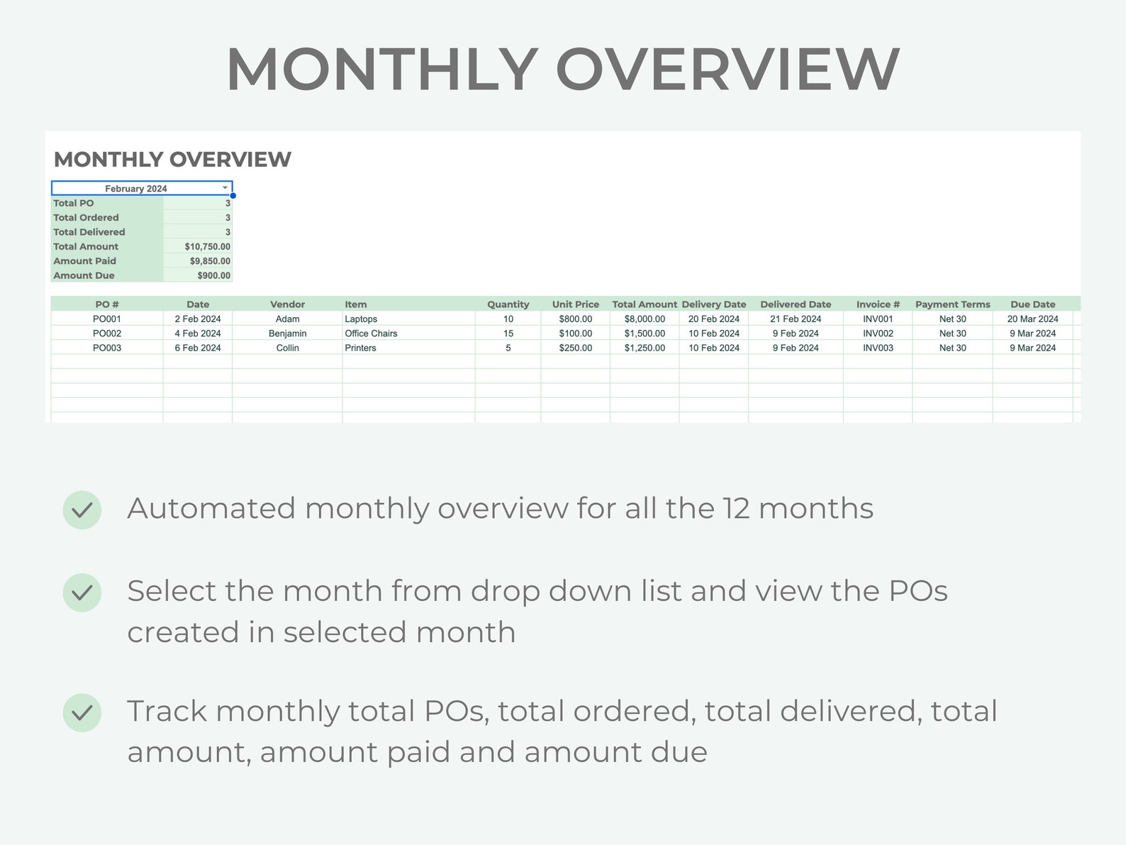 Purchase Order Tracker for Small Business – Track Delivery & Payments ...