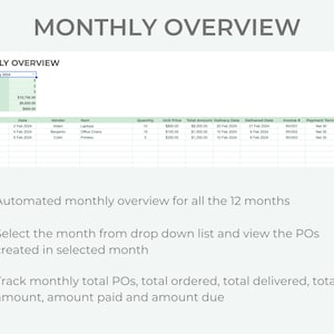 Purchase Order Tracker Spreadsheet | Track Orders, Deliveries & Payments | Google Sheets - Etsy