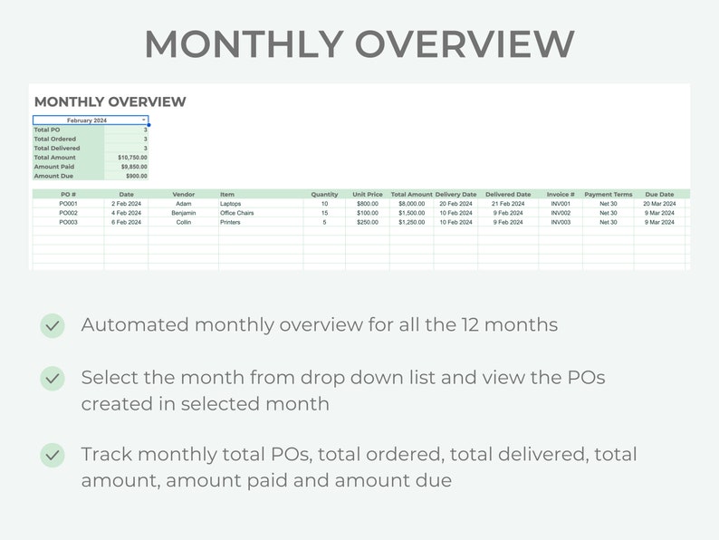 Purchase Order Tracker Spreadsheet | Track Orders, Deliveries ...