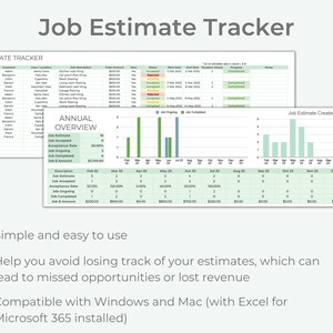 Job Estimate Tracker | Excel Template With Charts (digital Download) - Etsy
