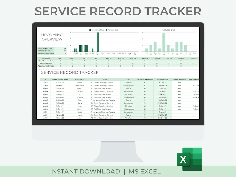 Periodic Service Record Tracker | Client Tracker | Maintenance Tracker ...