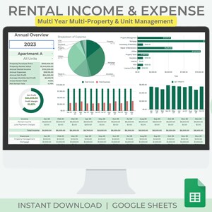 Rental Multi-property Bookkeeping Spreadsheet | Multi-year Multi ...