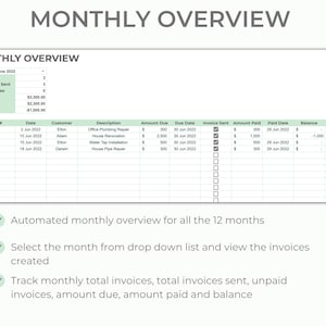 Invoice Tracker Spreadsheet | Annual Invoice Tracker | Invoice Template ...