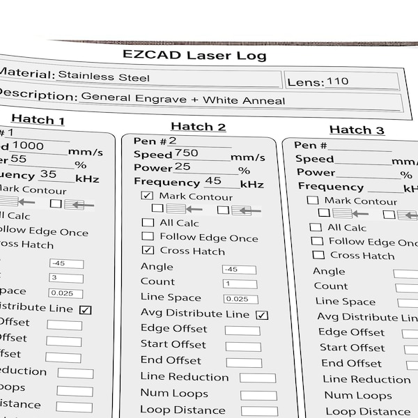 Laser Settings File - Etsy