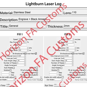 Digital Editable Pdf's Logbook Laser Library Material Settings for ...
