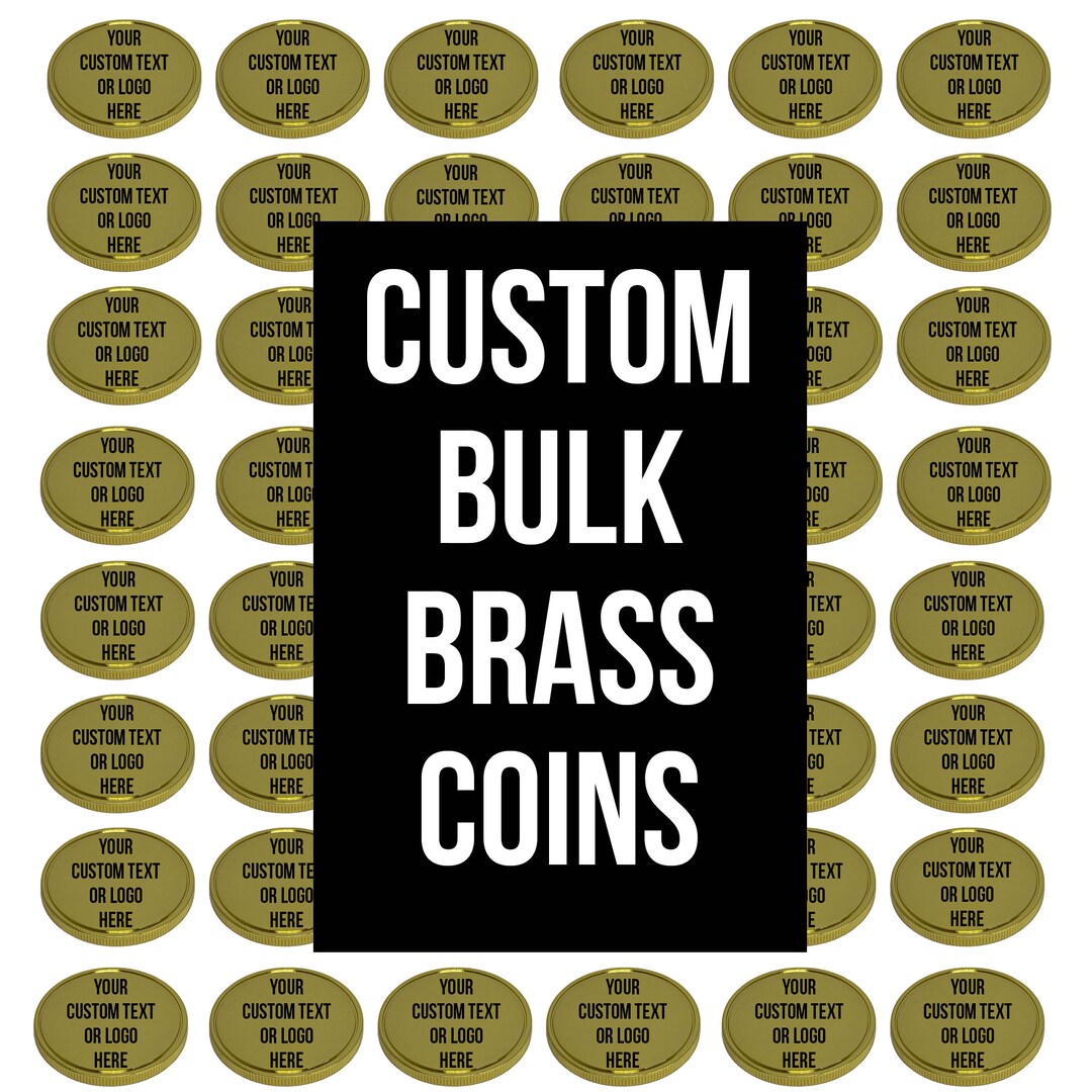 1.5" Bulk Design Your Own Brass Coins Personalized Engraved Gold ...